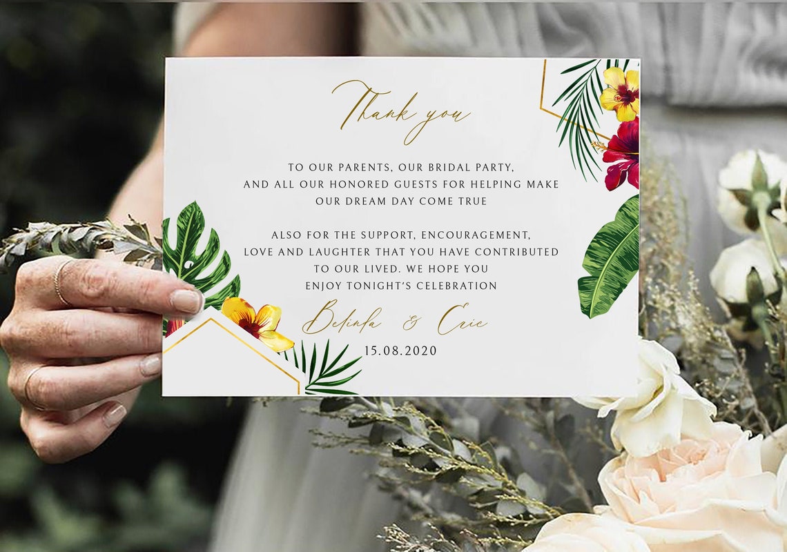 Tropical Thank You Card Template Hawaiian Thank You Card - Etsy