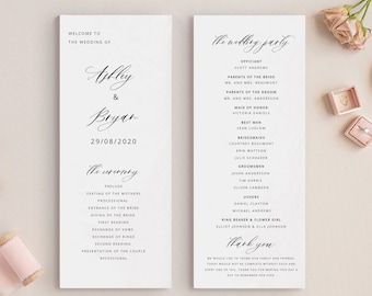 Elegant Wedding Ceremony Program Template Simple Modern - Etsy