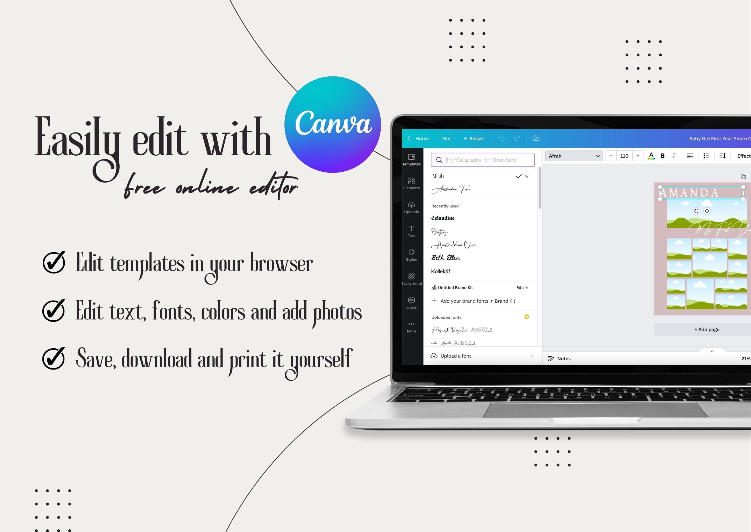 First Year Photo Collage Printable 12 Month Photo Collage - Etsy