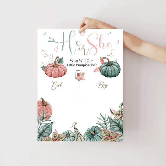 Pumpkin Gender Reveal Voting Sign Template Little Pumpkin Fall Gender ...
