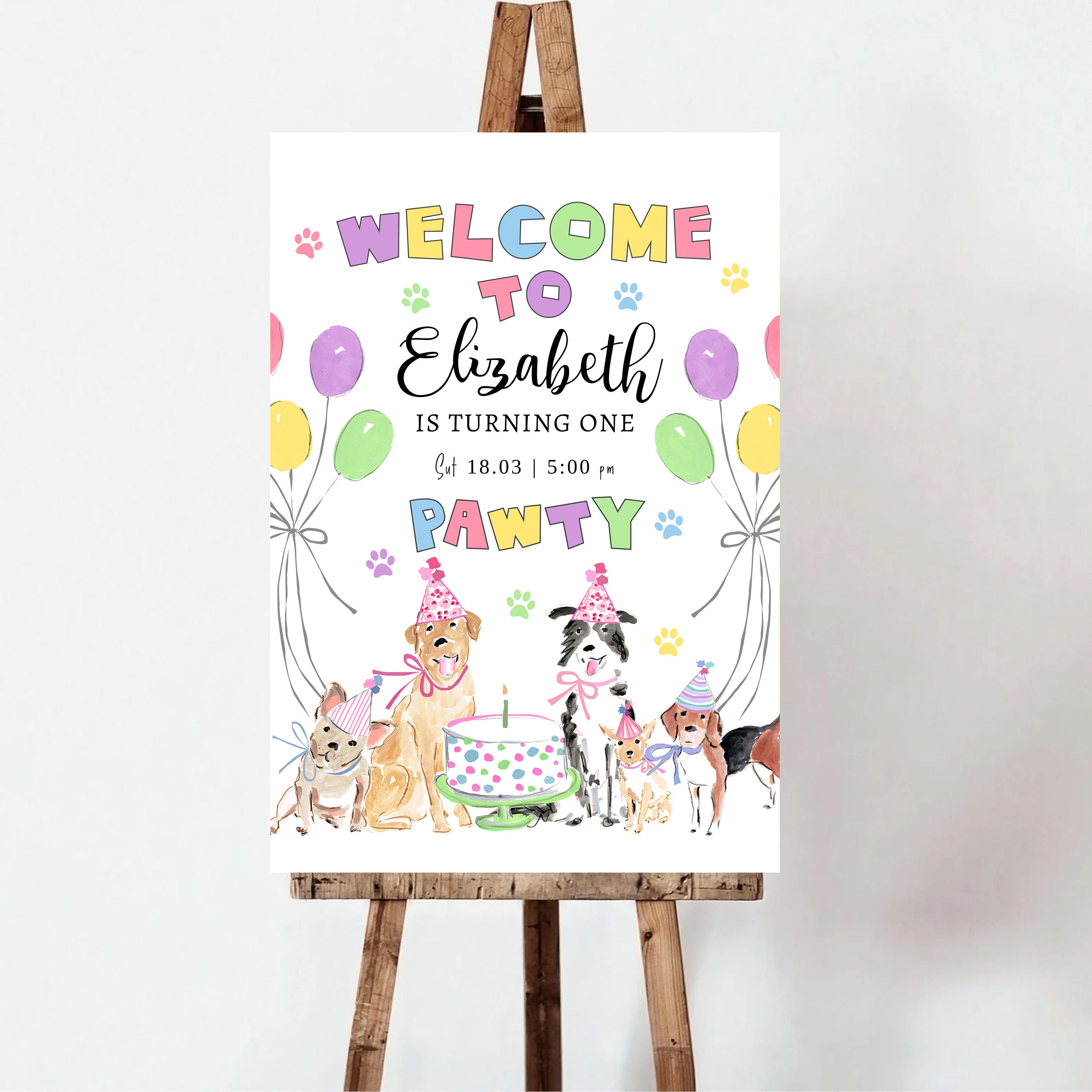 Dog Birthday Welcome Sign Editable Puppy Dog Birthday Party - Etsy