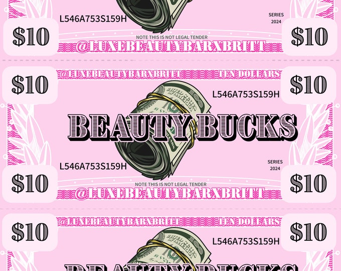 Beauty Bucks, Lash Cash, Loyalty Bucks for Clients - Etsy