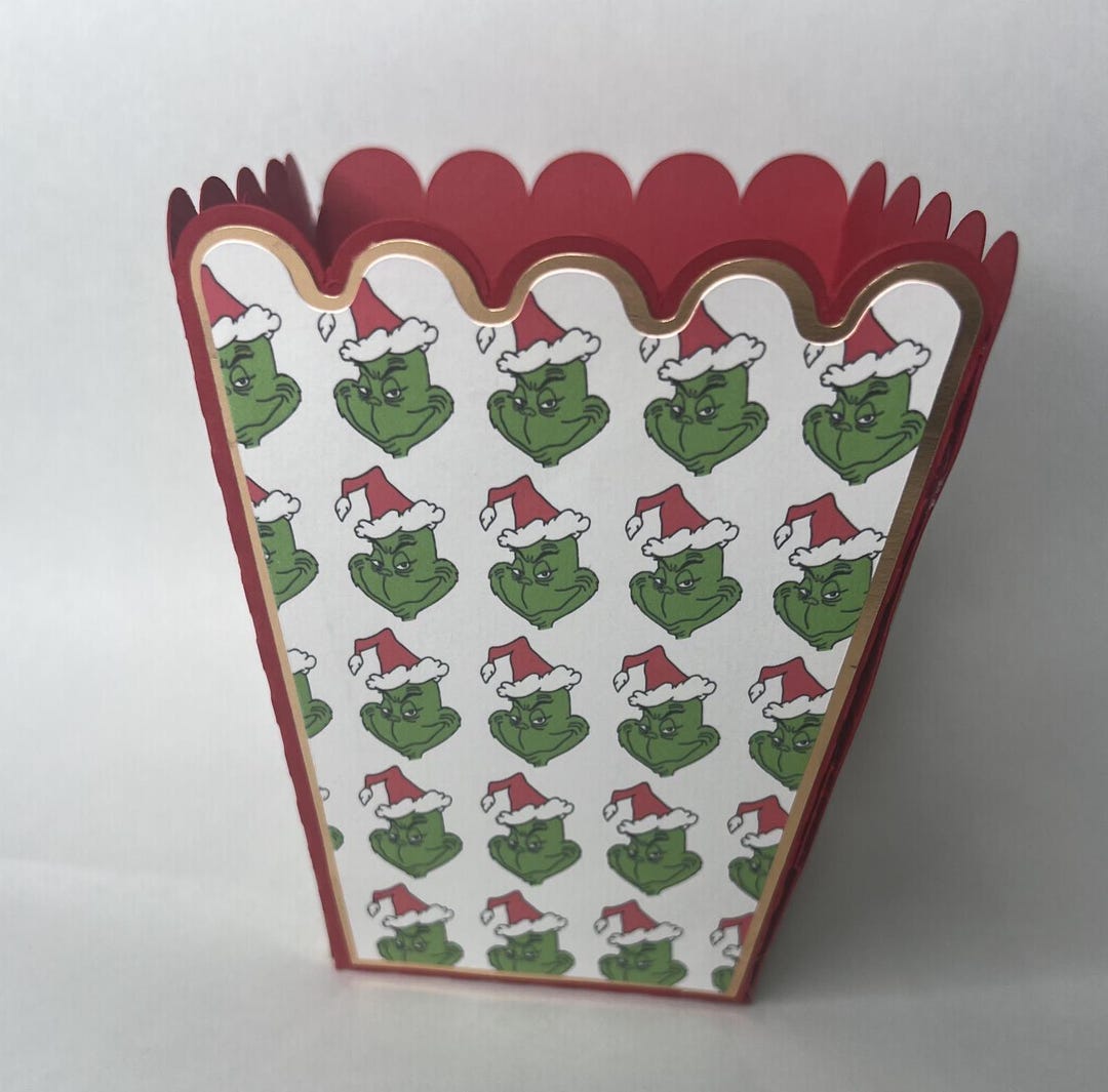 Grinch Popcorn Box, Popcorn Box for Christmas Movie, Grinch Movie Night ...