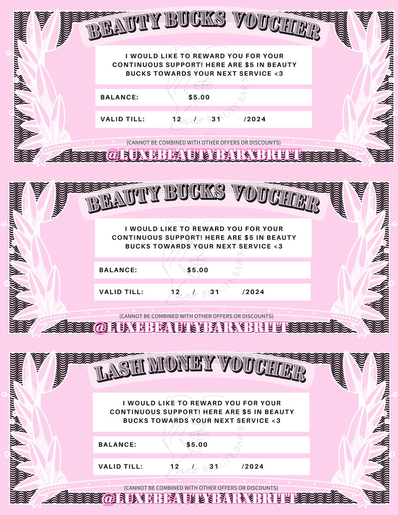Beauty Bucks, Lash Cash, Loyalty Bucks for Clients - Etsy