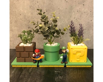 Super Mario Planter Color| Gamer Succulent Planters Concrete | Warp ...