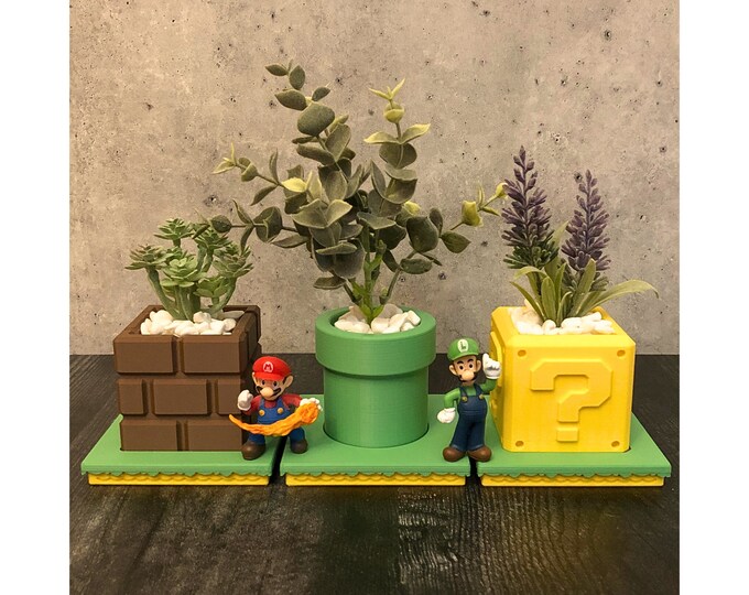 Super Mario Planter Color Gamer Succulent Planters Concrete Warp Pipe ...