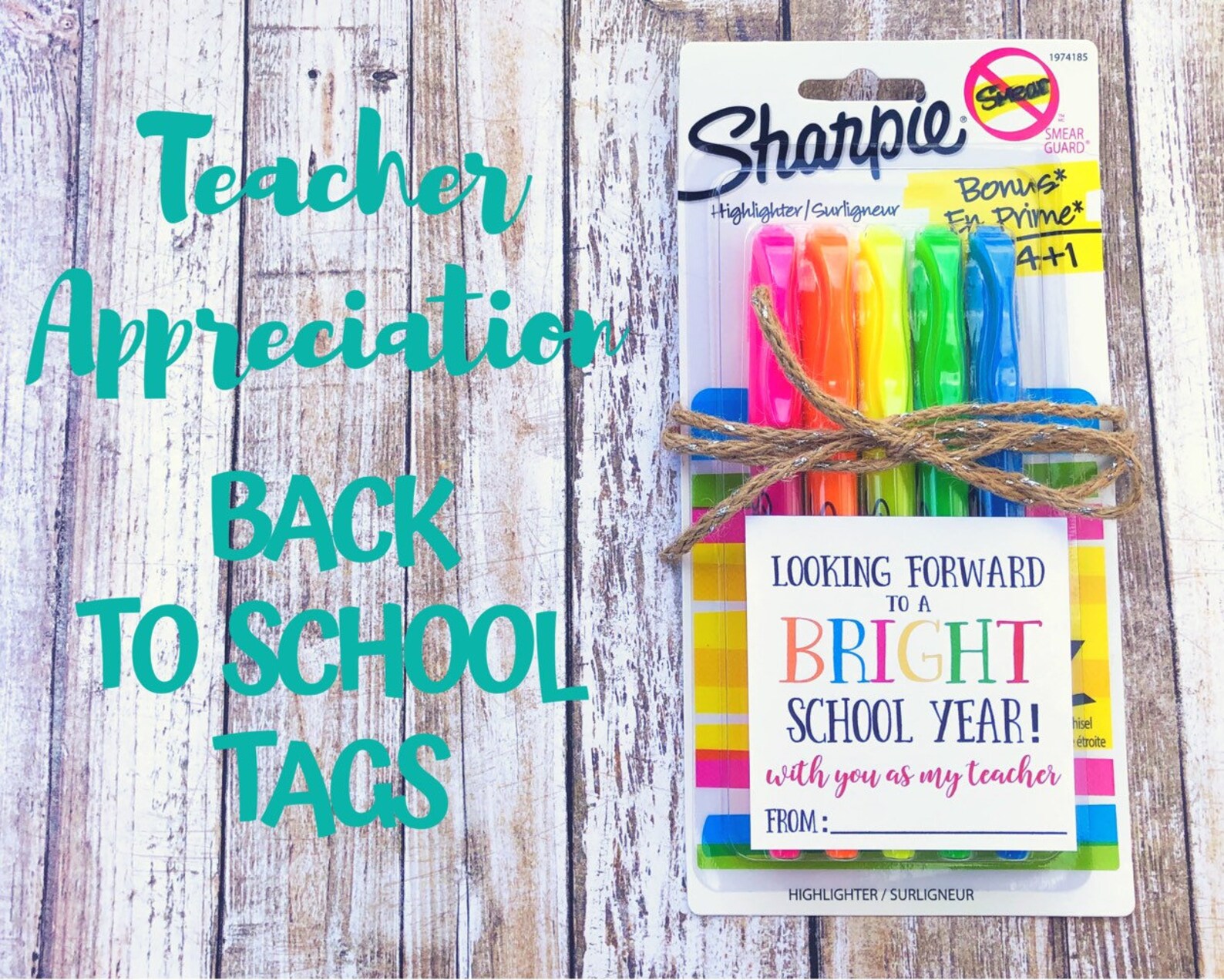 Teacher Highlighter Gift Tag: Bright School Year Printable (digital ...