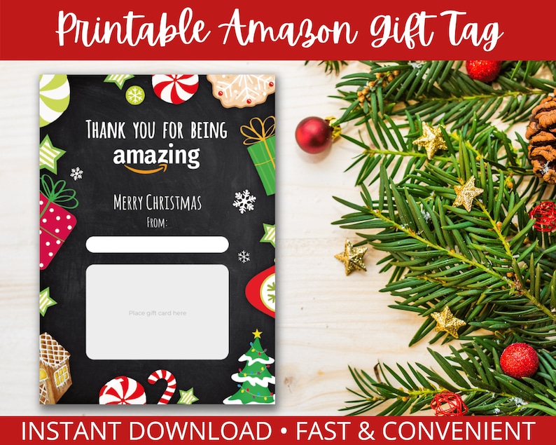 Printable Christmas Amazon Gift Card Holder for Teacher | Etsy