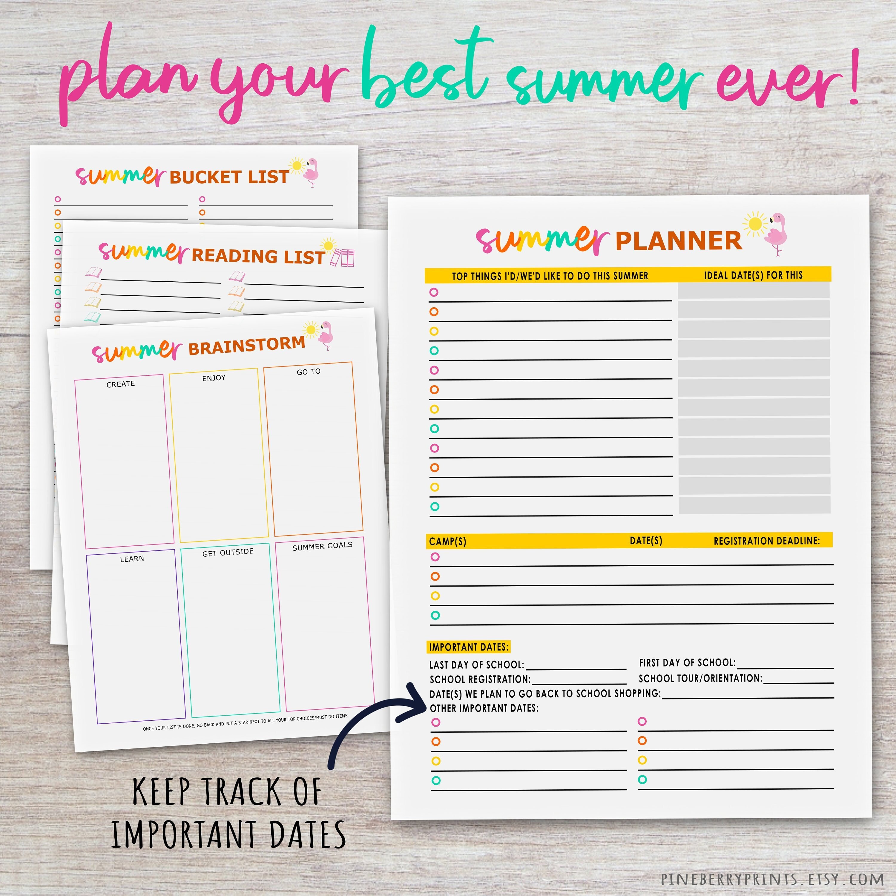 Summer Activity Planner Kit for Kids Printable Summer - Etsy