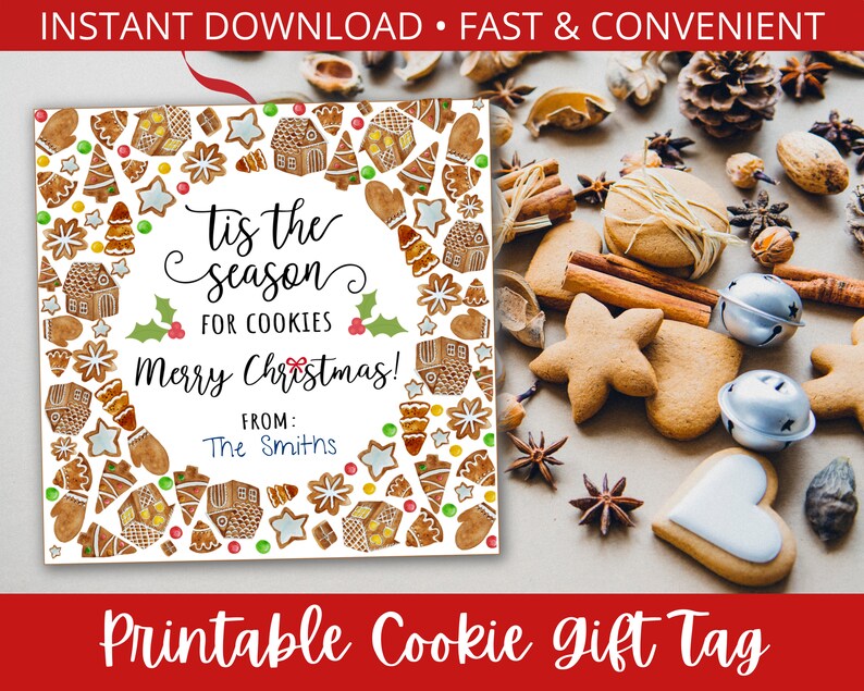 Tis the Season for Cookies Gift Tag Download Printable - Etsy