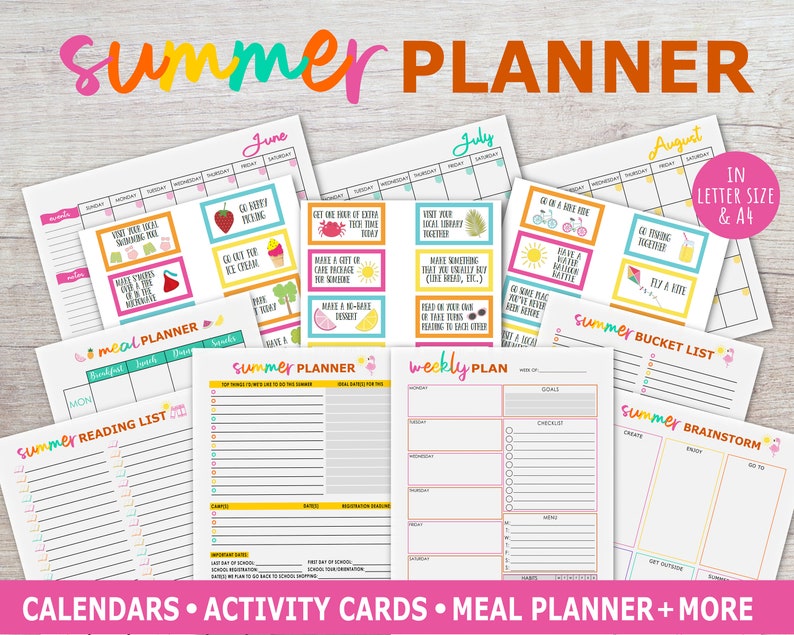 Summer Activity Planner Kit for Kids Printable Summer - Etsy