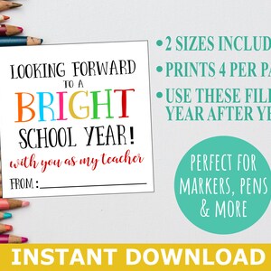 Looking Forward to a Bright Year Teacher Highlighters Tag, Printable ...