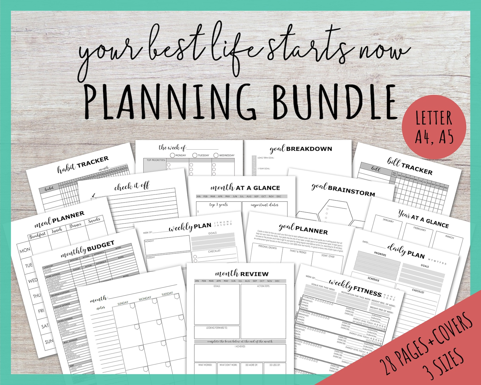 A5 Life Planner Printable Planner Pages Filofax A5 Planner - Etsy