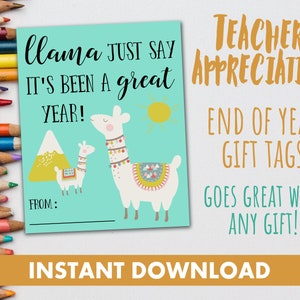 Llama Say It's Been a Great Year Gift Tag, Instant Download, End of ...