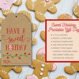 Have a Sweet Holiday Gift Tag, Candy Tag Download Printable, Christmas ...