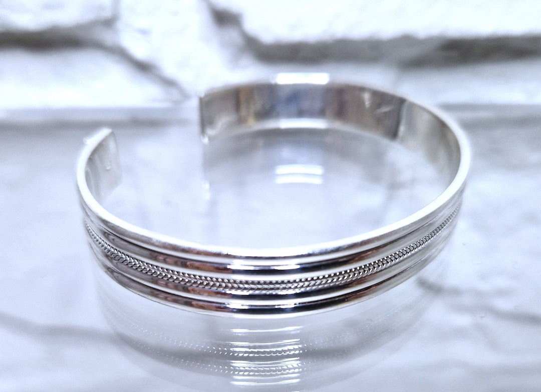 925 Silver Bangle Viking Silver Wrist Cuff With Pattern Bracelet ...