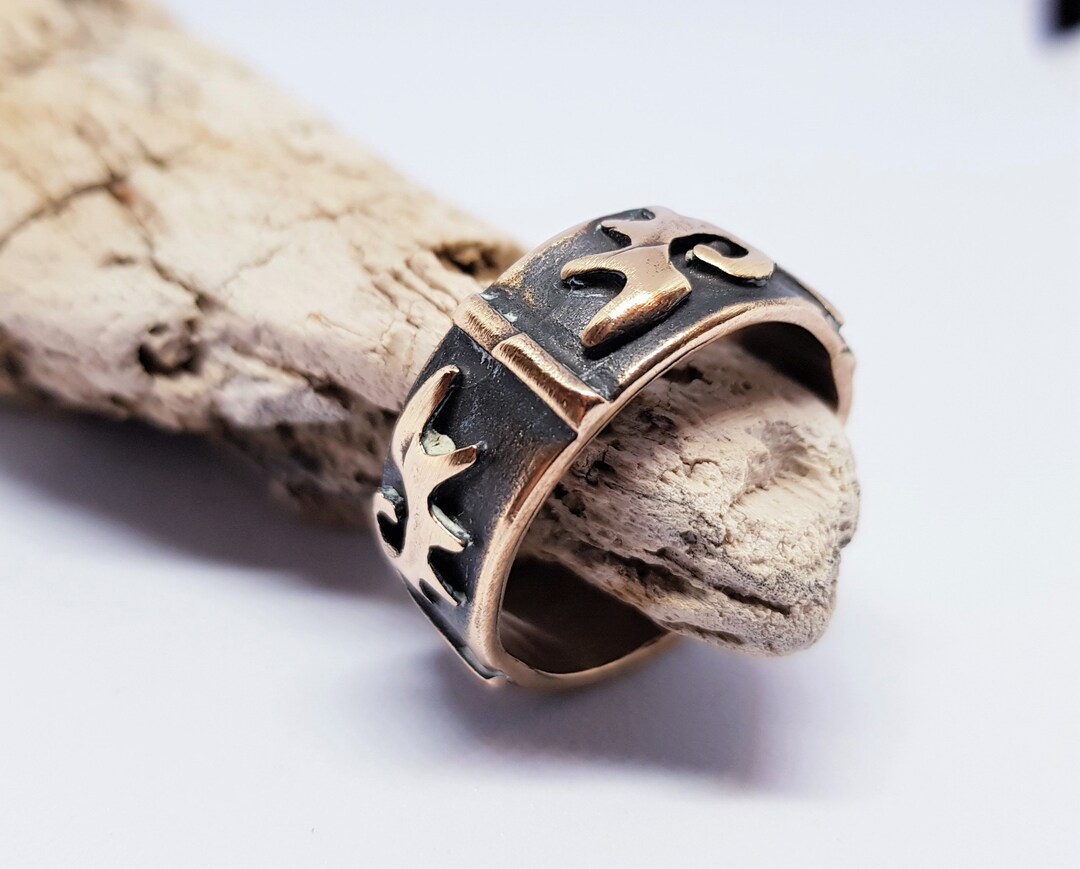 Unisex Bronze Band Ring With Sun Symbol - Gift for Men - Gift for Women ...