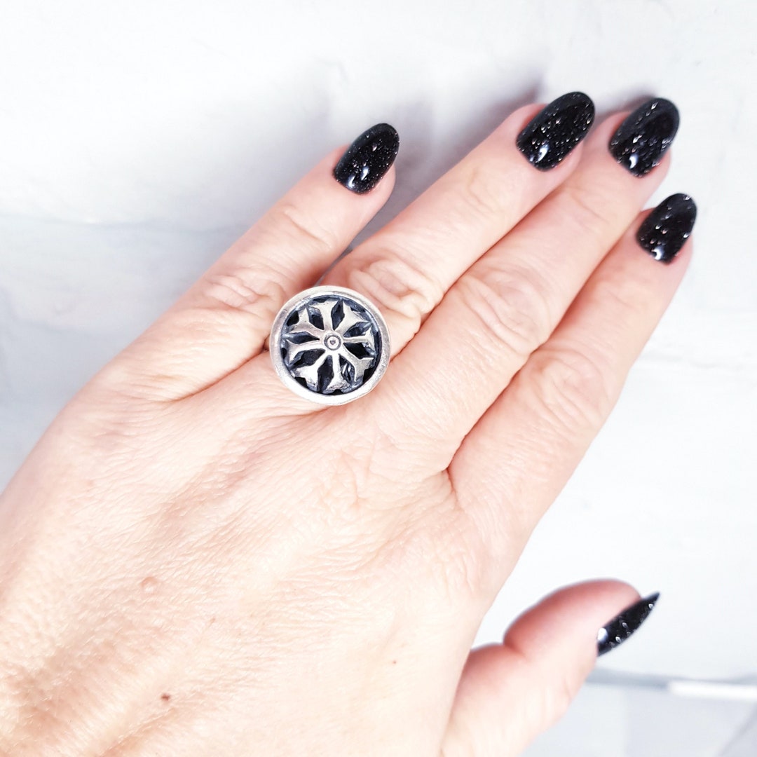 Silver Ring Morning Star | Auseklis | Latvia Tinkling Ring | Statement ...