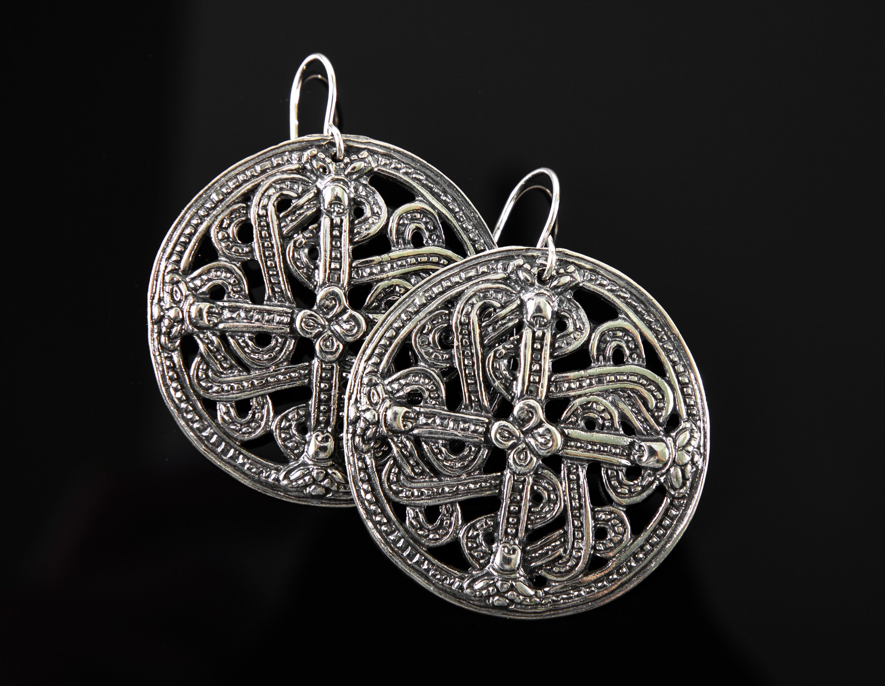 Viking Women Earrings In Bronze Or Silver Large Round | Etsy