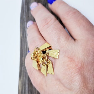 Yellow Gold Plated 7 Days Ring, Women's Ring With Charms, Pagan Seven ...
