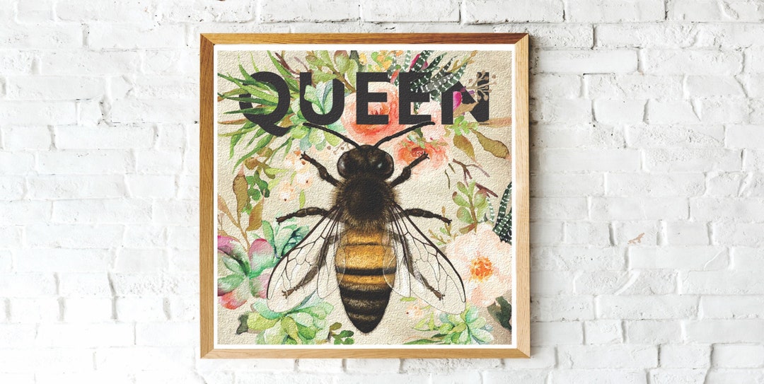 Queen Bee, Bee Print, Queen Bee Art, Succulents, Bumble Bee, Honey Bee ...