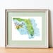 Florida State Map Wall Art, Illustrated Florida Map, Vintage Florida ...