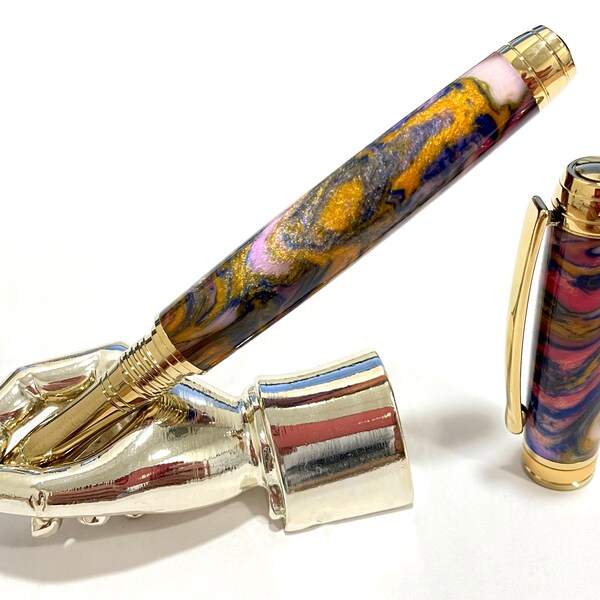 Stunning Hand Turned Retractable Ballpoint Pen. Antique Copper Fitments ...