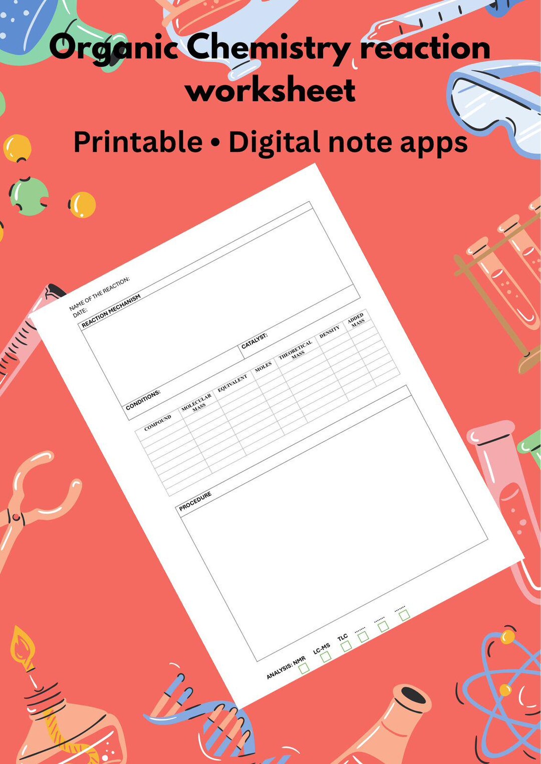 Organic Chemistry Reaction Worksheet – A4 Printable & Digital PDF for ...