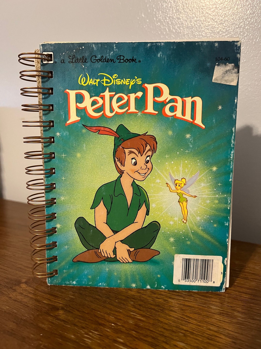 Disney's Peter Pan - Little Golden Book Repurposed Wire Bound Journal ...