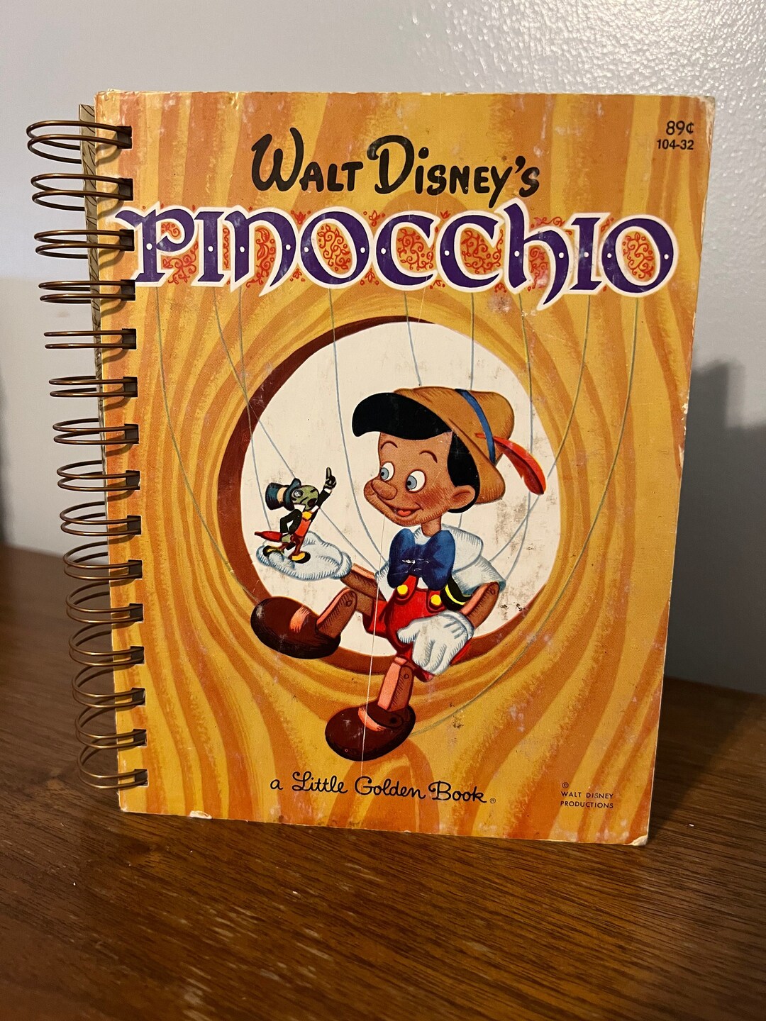 Disney's Pinocchio Little Golden Book Repurposed Wire Bound Journal - Etsy
