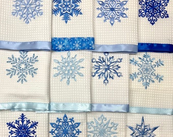 Blue Snowflake Hand Towels - Etsy