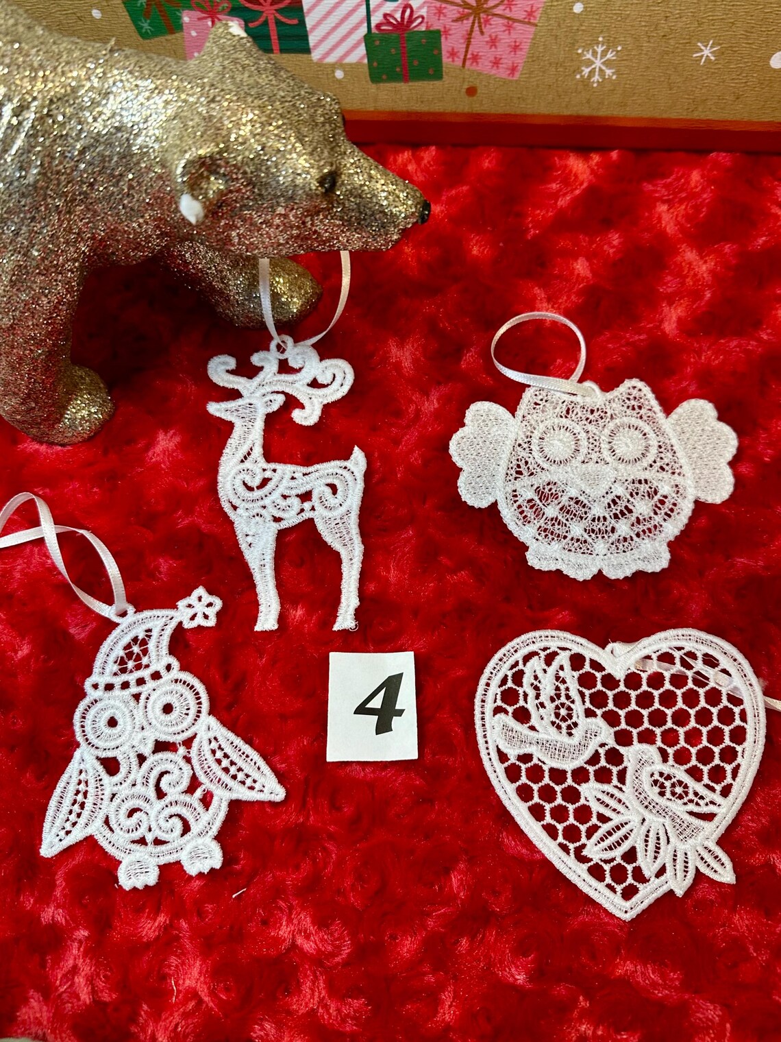 Christmas Lace Embroidered Ornaments, Snowflakes - Etsy