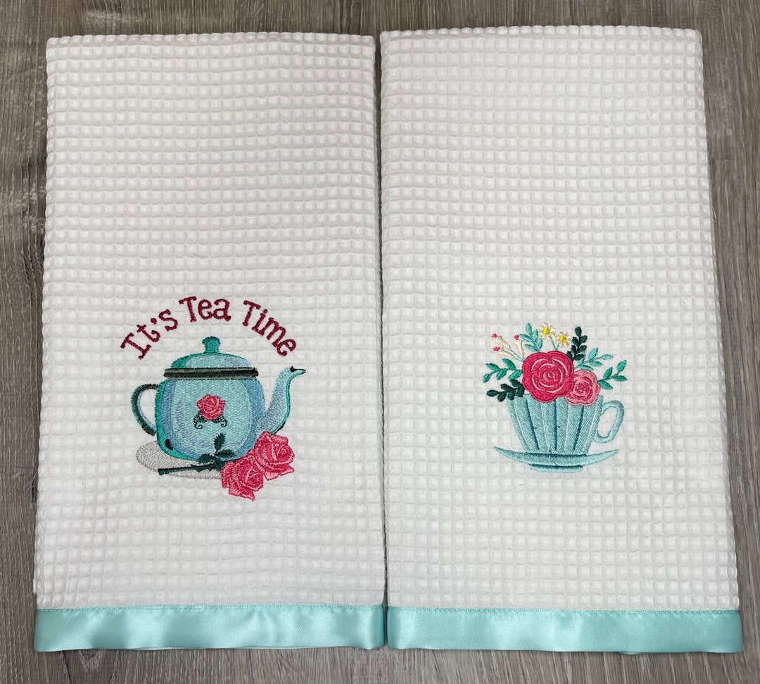 It's Tea Time Kitchen Towel, Floral Teacup Kitchen Towel - Etsy