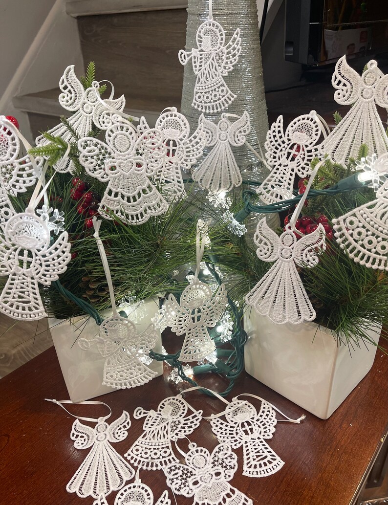 Lace Embroidered Angel Ornaments - Etsy