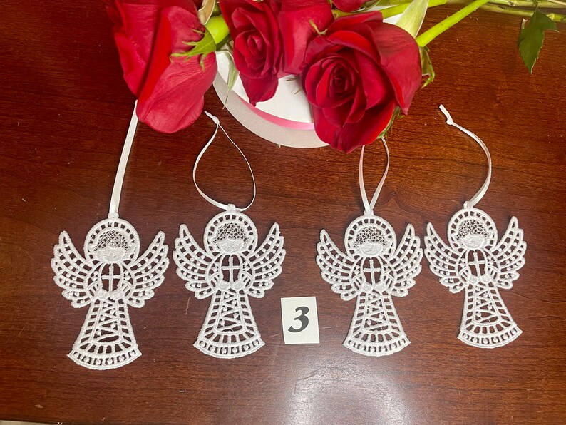 Lace Embroidered Angel Ornaments - Etsy