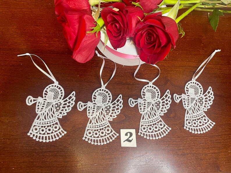 Lace Embroidered Angel Ornaments - Etsy