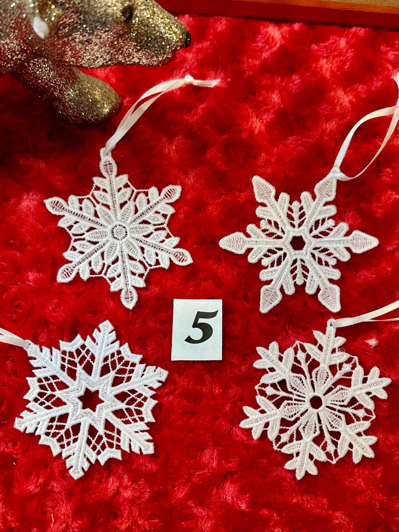 Christmas Lace Embroidered Ornaments, Snowflakes - Etsy