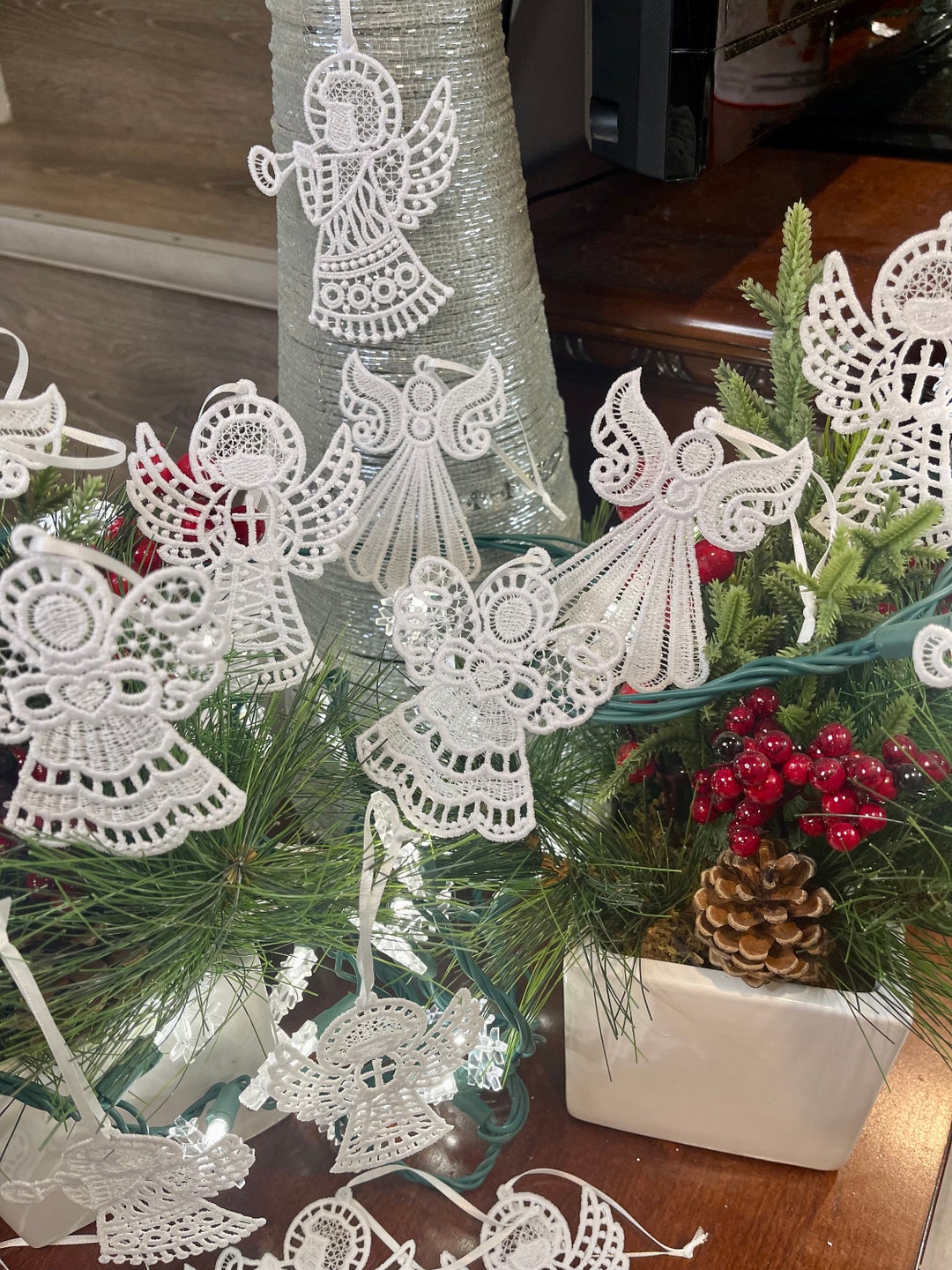 Lace Embroidered Angel Ornaments - Etsy