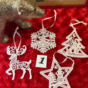 Christmas Lace Embroidered Ornaments, Snowflakes - Etsy