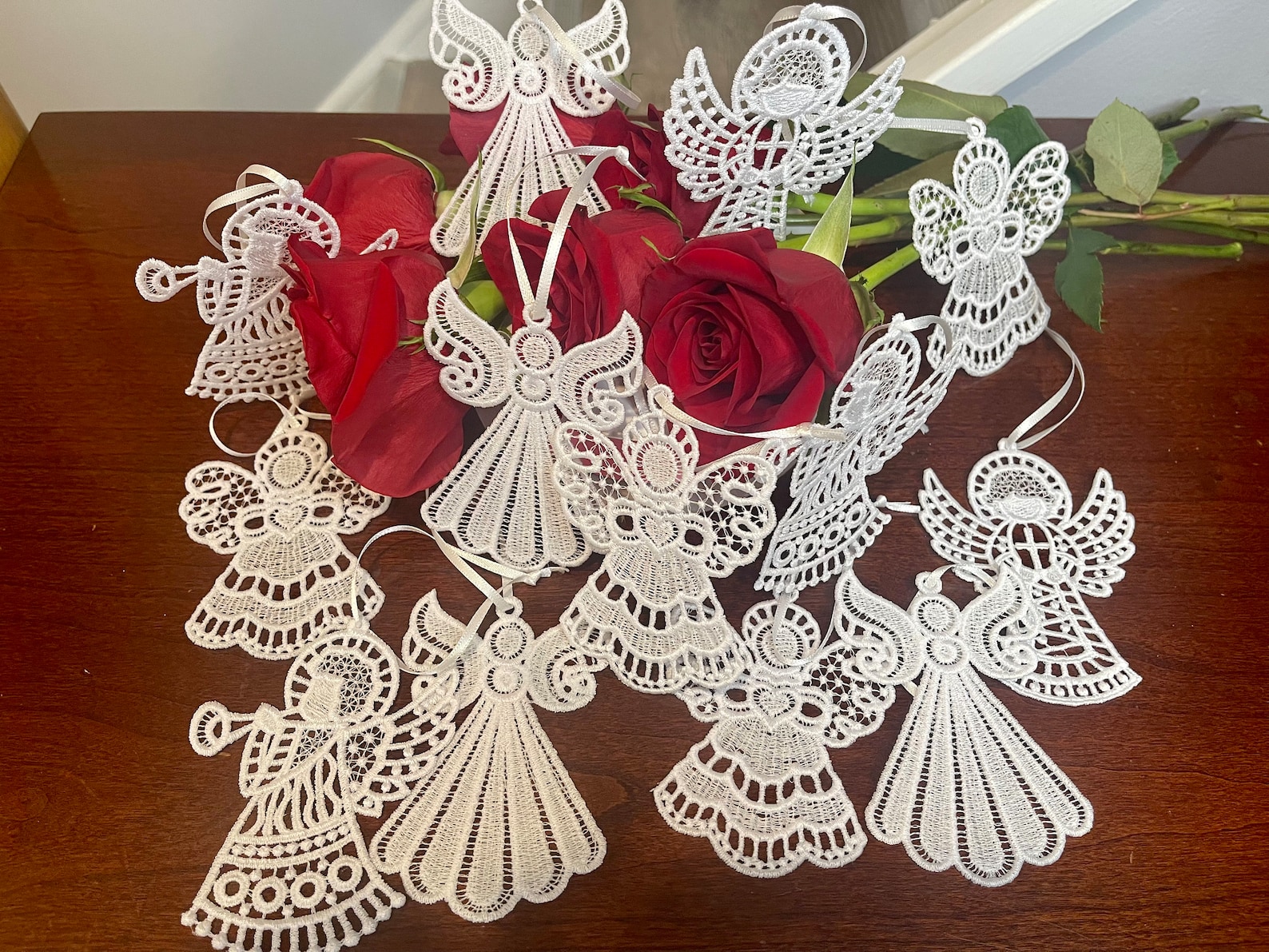 Lace Embroidered Angel Ornaments - Etsy