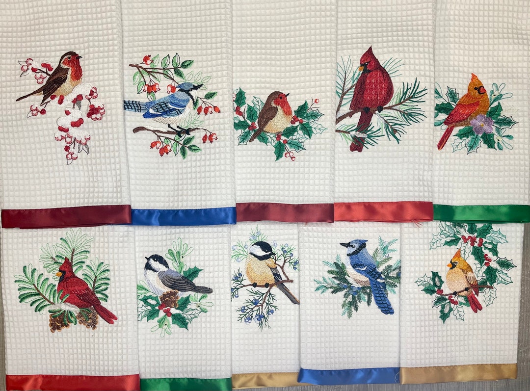 Winter Birds Kitchen Towel - Etsy