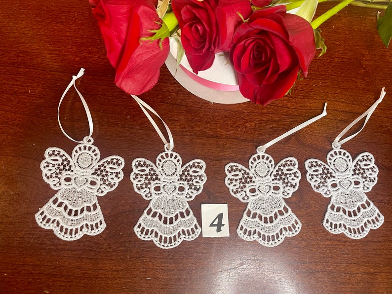 Lace Embroidered Angel Ornaments - Etsy