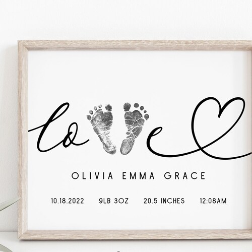 Personalised Birth Print Newborn Footprint Baby Footprint - Etsy