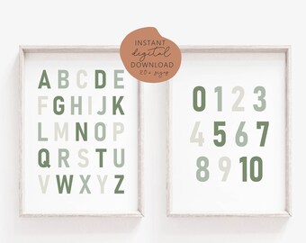 Sage Green Alphabet Print - Etsy