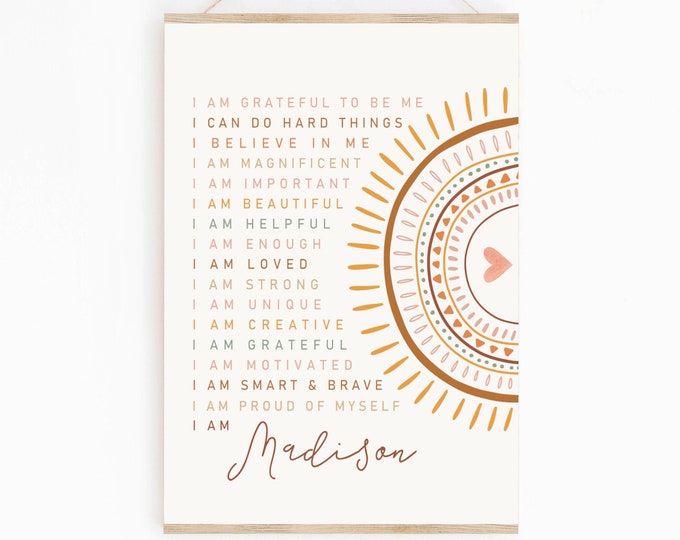 Personalized Affirmations for Kids Wall Art Set of 2 Prints ...