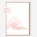 Pink Wave Print, Watercolor Wave, Pink Ocean, Nautical Nursery, Beach ...