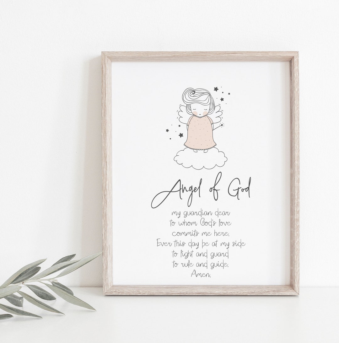 Angel of God, Guardian Angel Prayer Art Print, Printable Children's ...