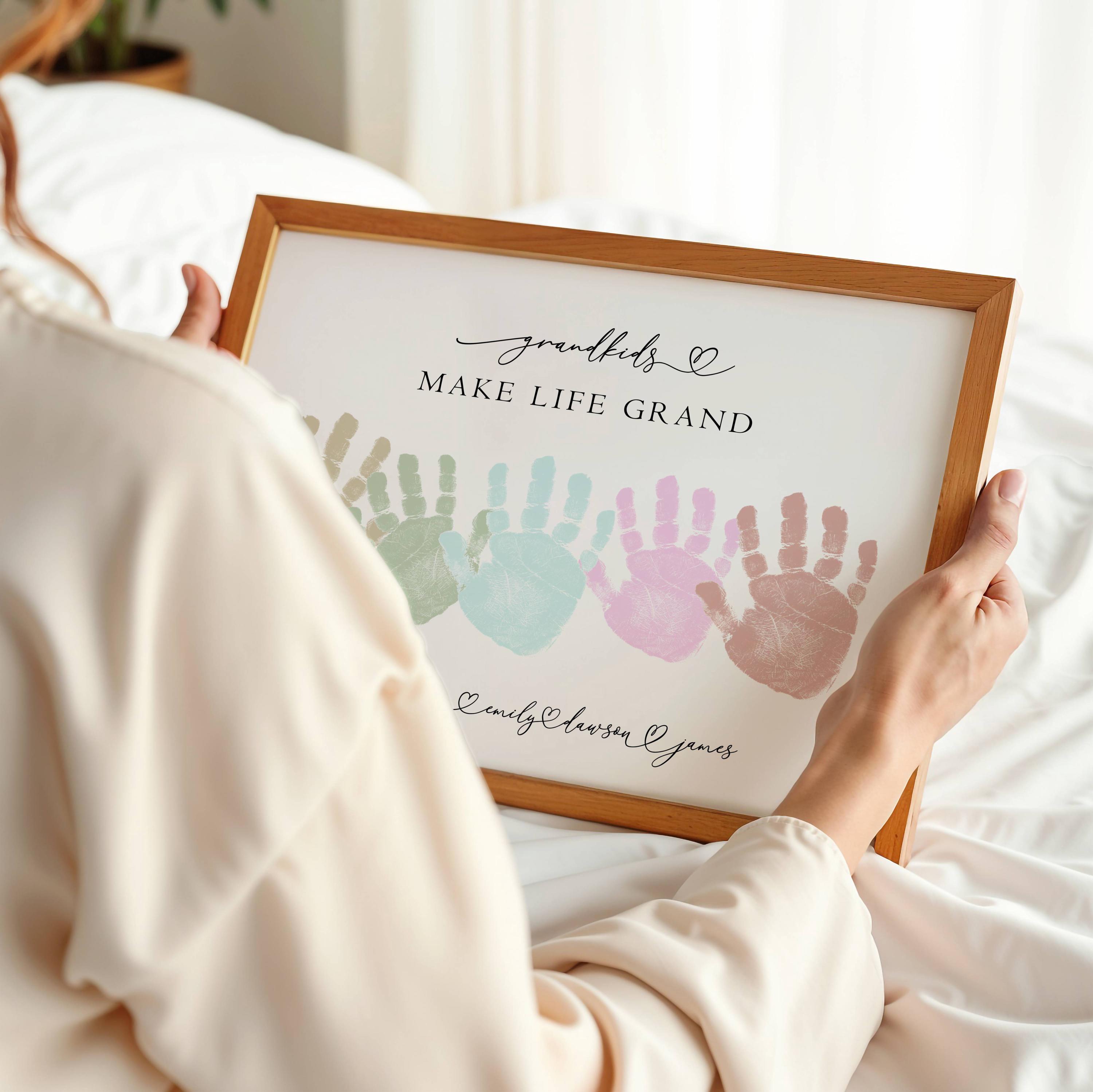 Grandkids Make Life Grand Print, Personalized Handprint Grandparents ...