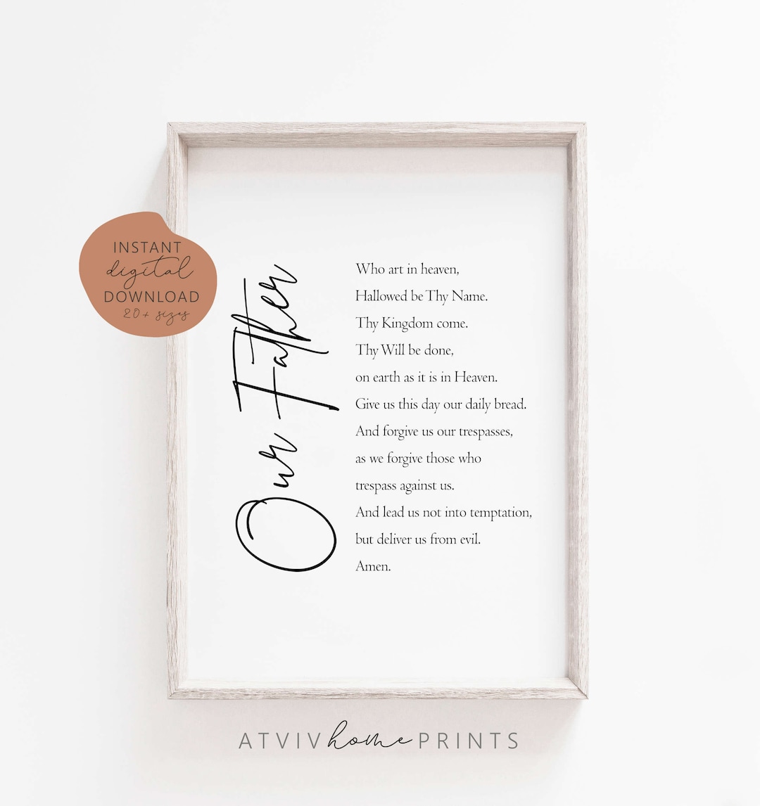 Our Father Print, Our Father Printable, the Lords Prayer Print, the ...