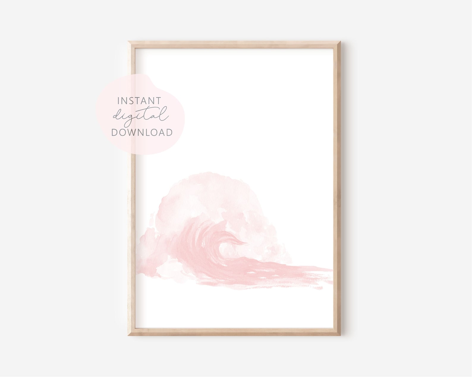 Pink Wave Print, Watercolor Wave, Pink Ocean, Nautical Nursery, Beach ...